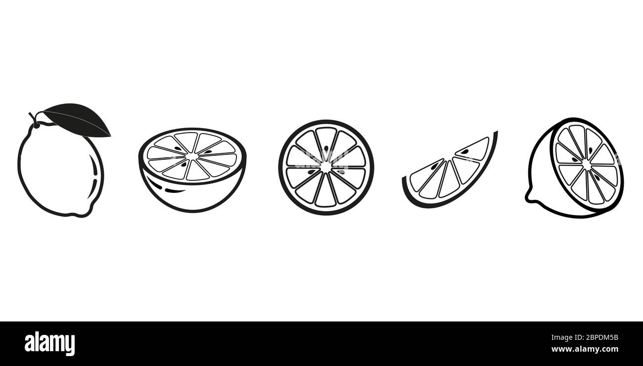 Lemon icons set isolate on white background Stock Vector Image & Art ...