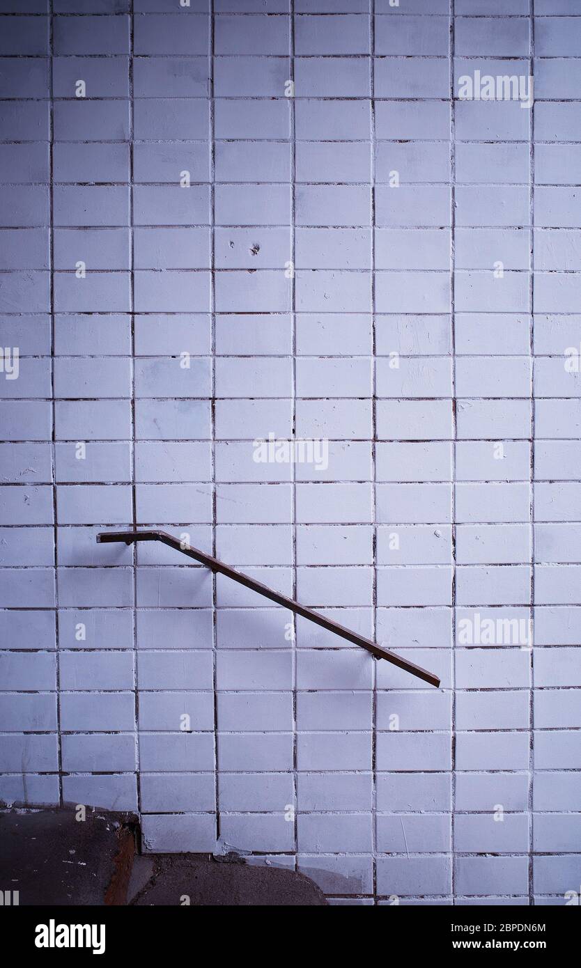 Dramatic diagonal vintage handrail background Stock Photo - Alamy