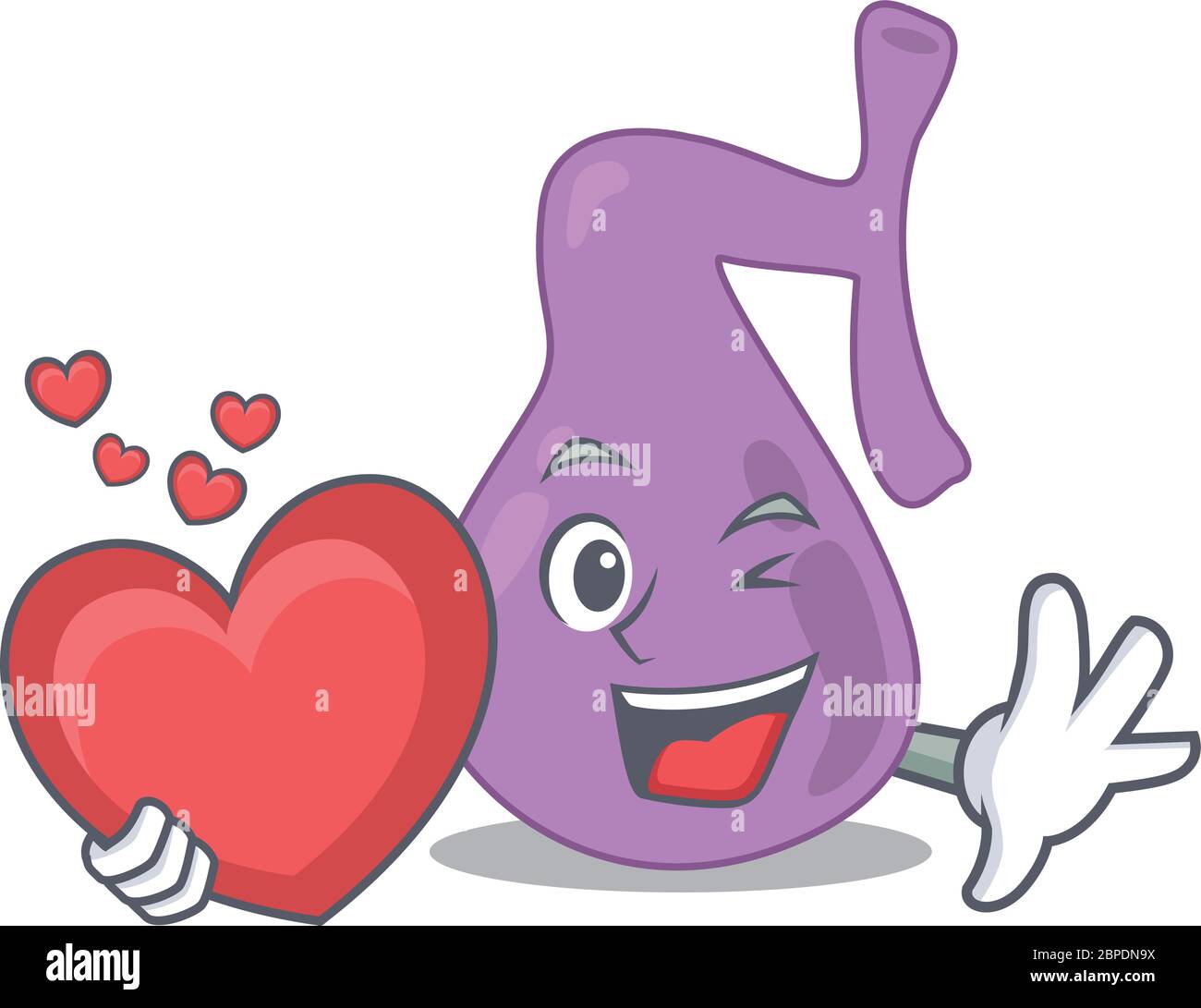 A sweet gall bladder cartoon character style holding a big heart Stock ...