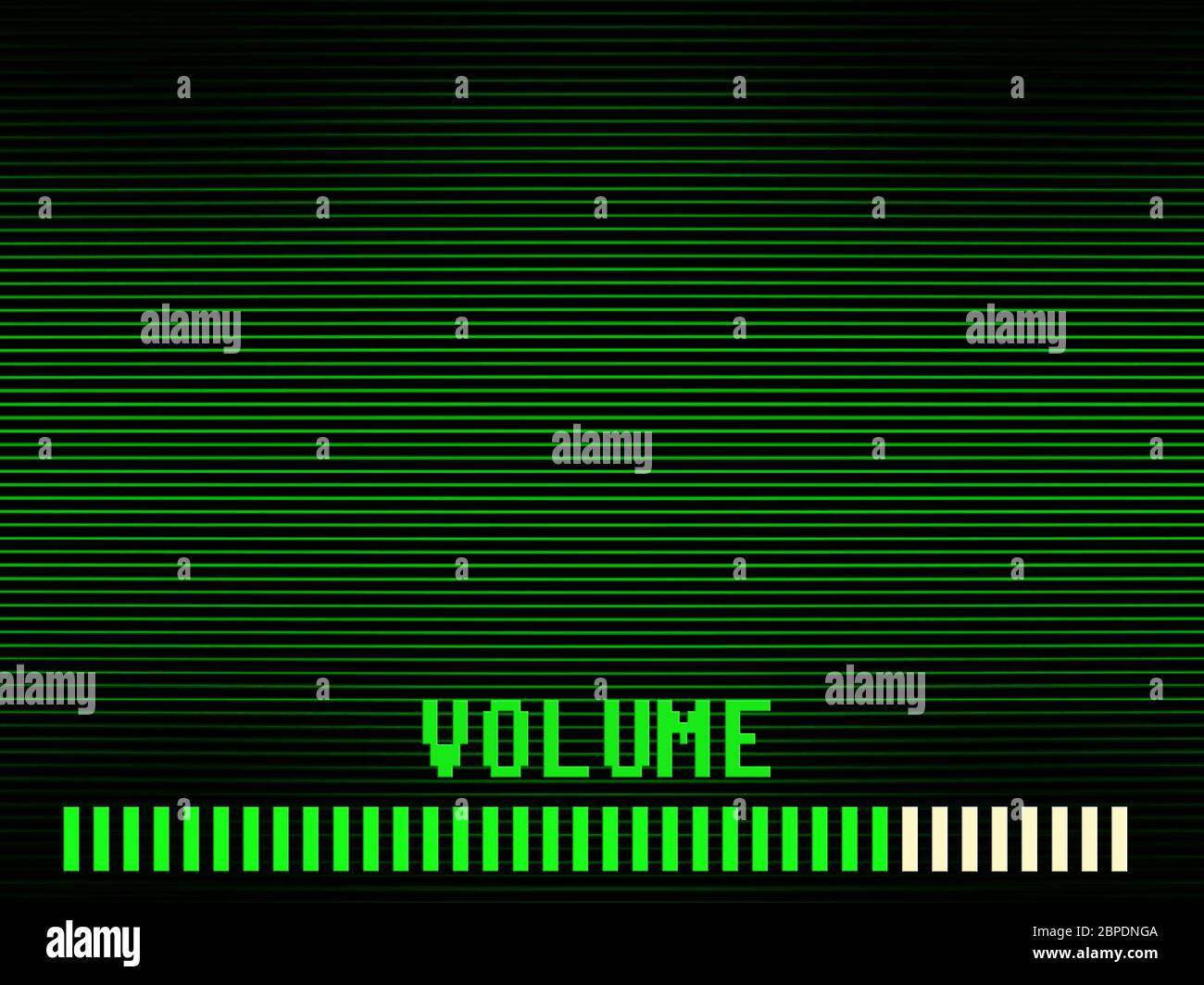 Blank green television screen with volume bar illustration background ...