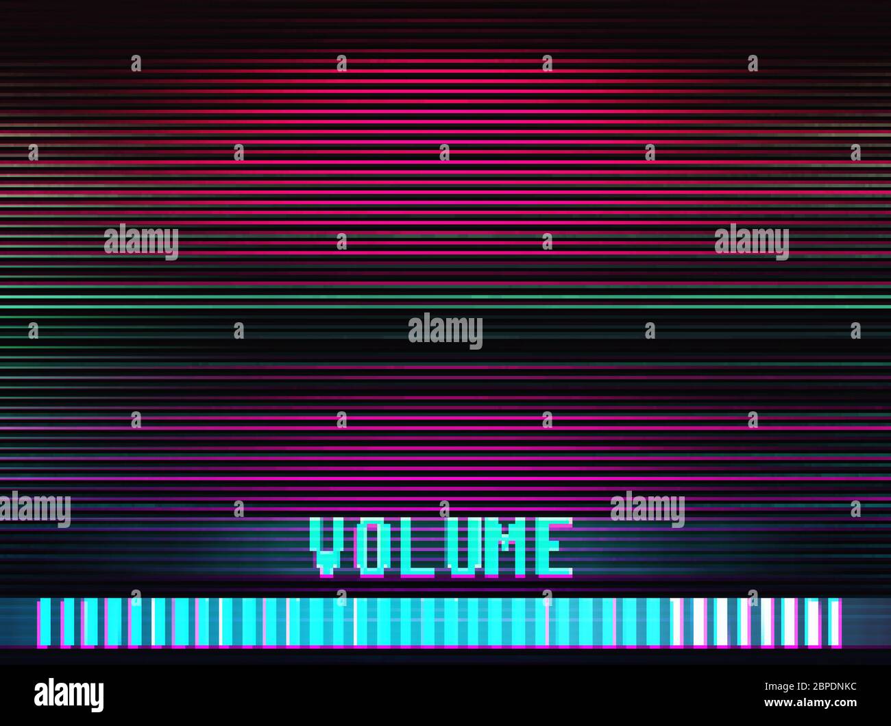 Retrowave volume bar on tv texture background Stock Photo - Alamy