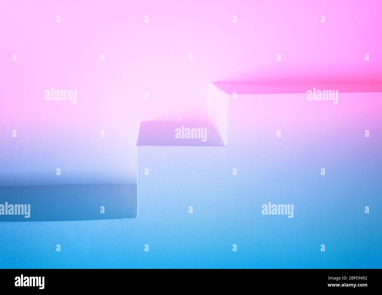 Pink and blue dramatic stairs from concrete texture background Stock ...