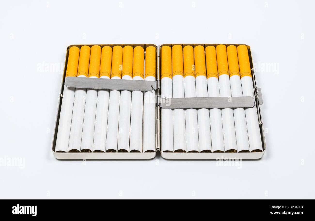 a aluminium box of cigarette on white blackground Stock Photo - Alamy
