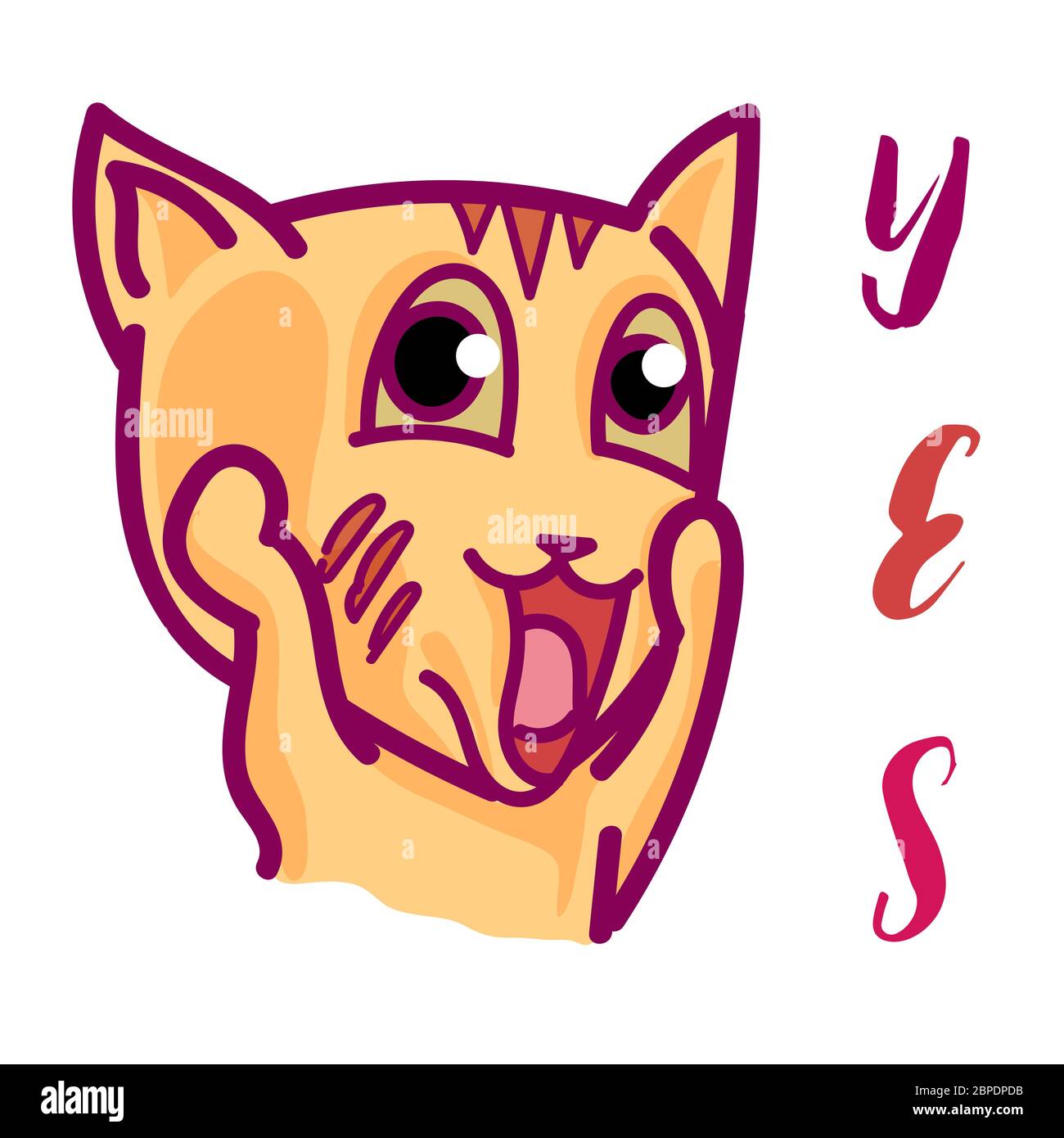 Drawing of Ginger cat exclaiming in funny face and emotion with text ...