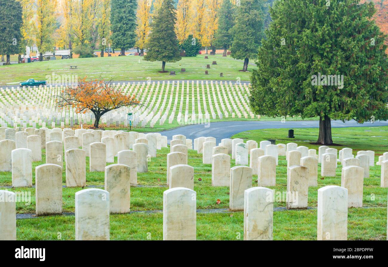 military tombstones in the grave yard Stock Photo - Alamy