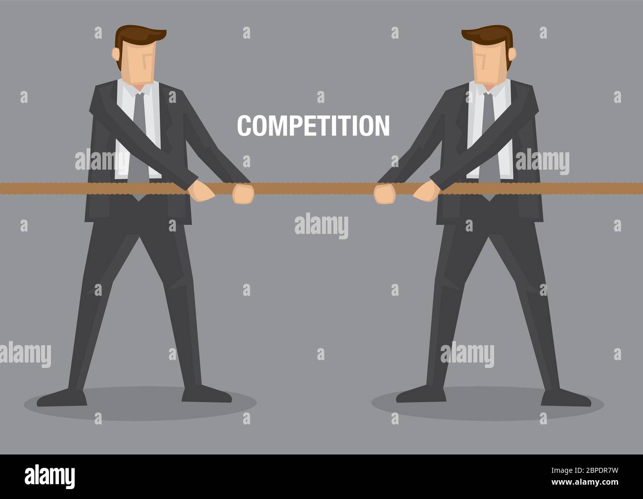 Two businessmen in tug of war contest with text competition between ...
