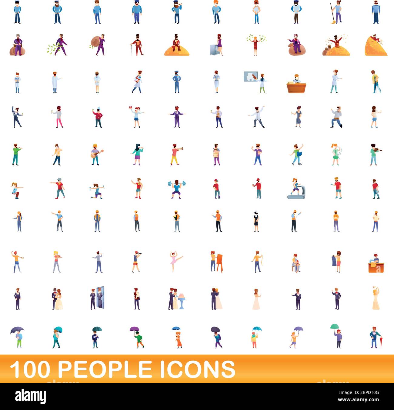 100 people icons set. Cartoon illustration of 100 people icons vector ...
