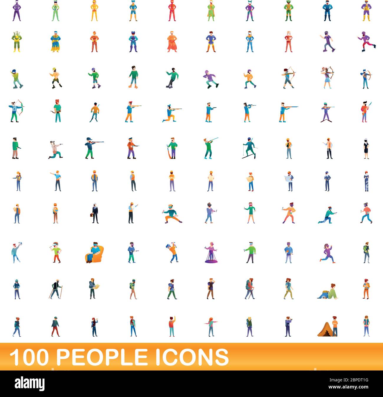 100 people icons set. Cartoon illustration of 100 people icons vector ...