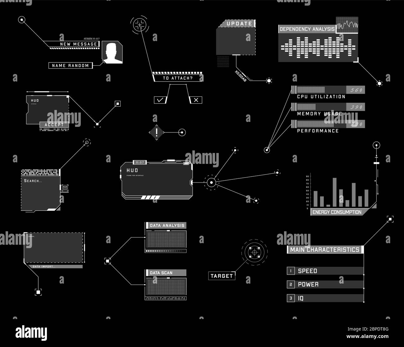 HUD callout UI design elements. Futuristic callout titles. Layout ...