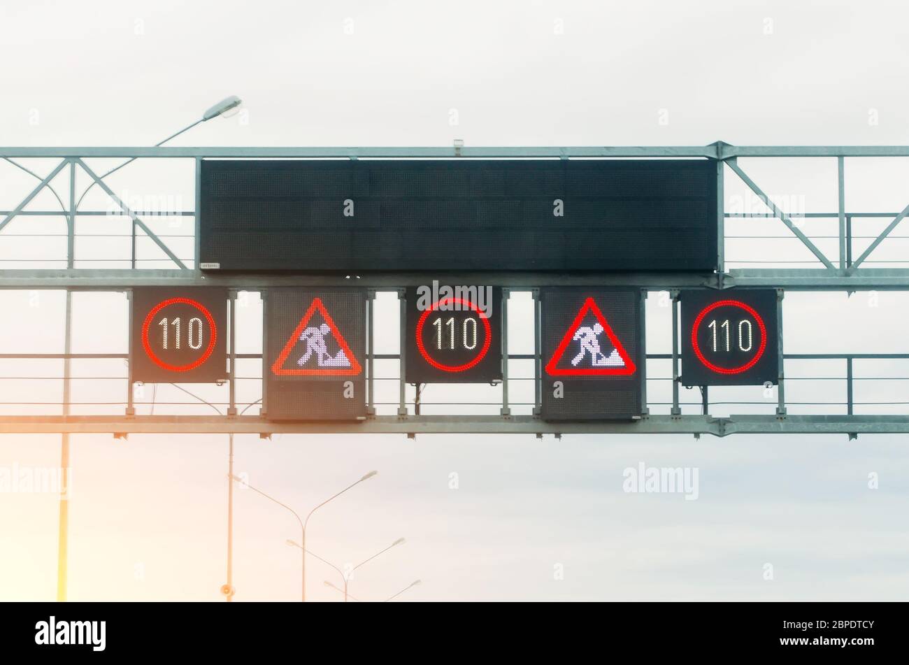 Interactive scoreboard with symbols of traffic signs, speed limit, road ...