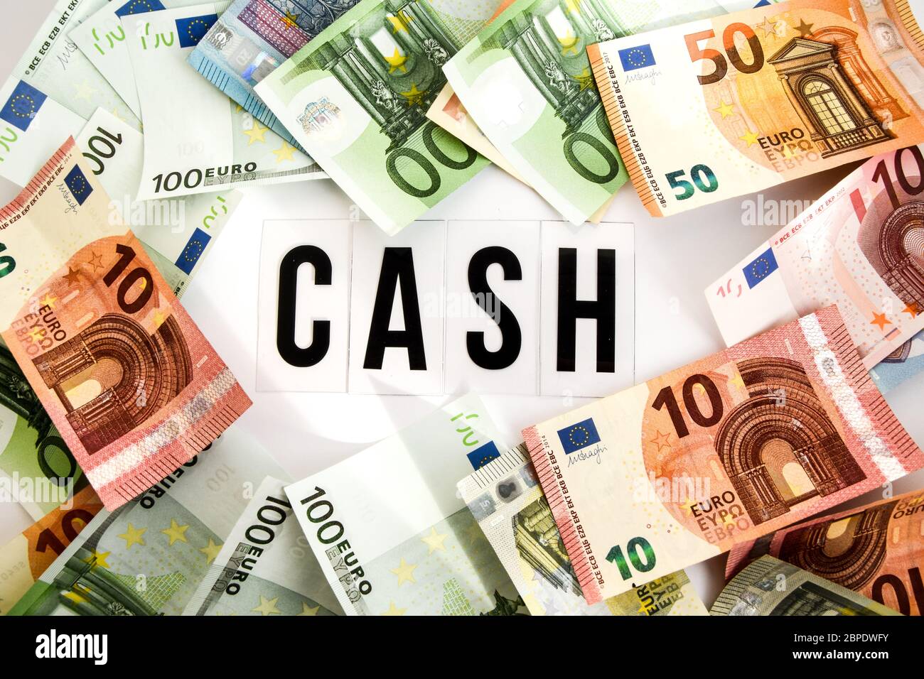 Euro Money Frame with cash word inside on white background, Banknote ...