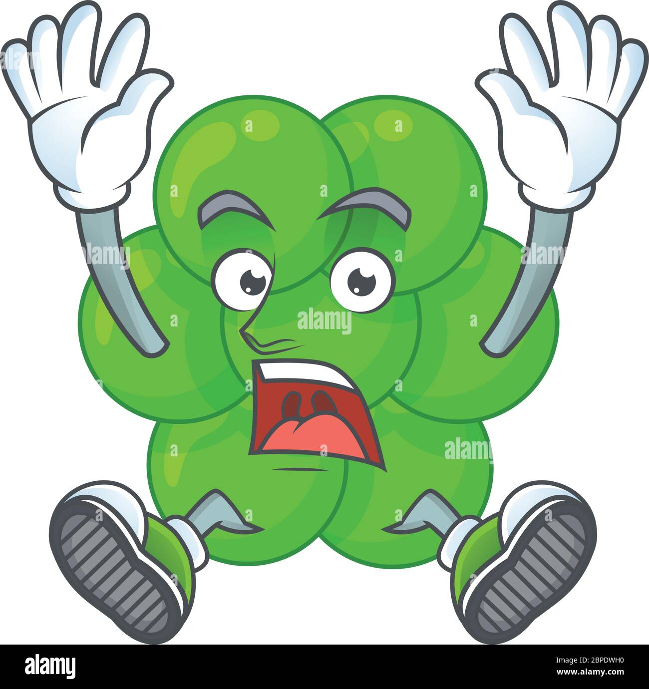 cartoon character design of staphylococcus aureus having shocking ...