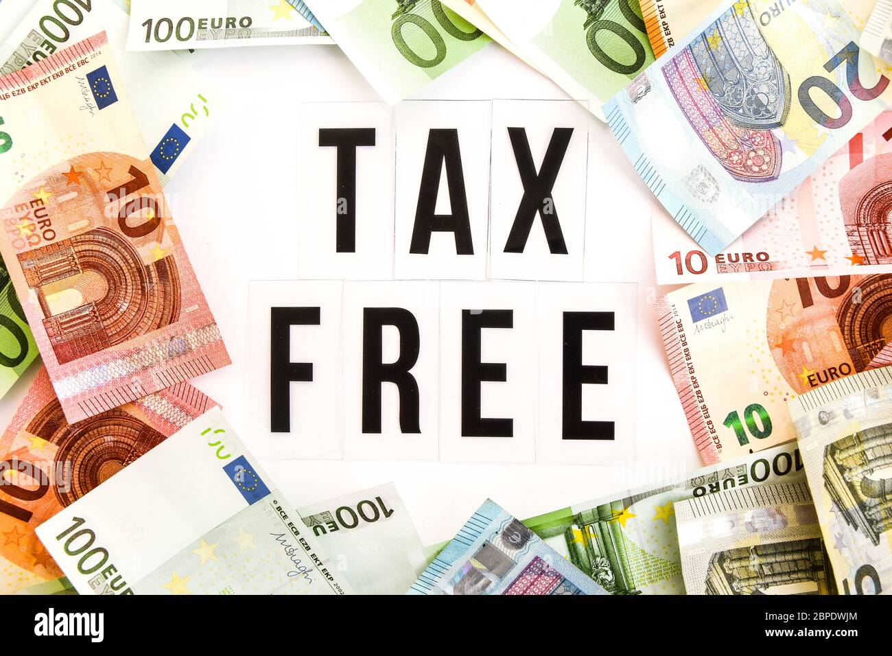 Euro Money Frame with TAX Free word iscription inside on white ...
