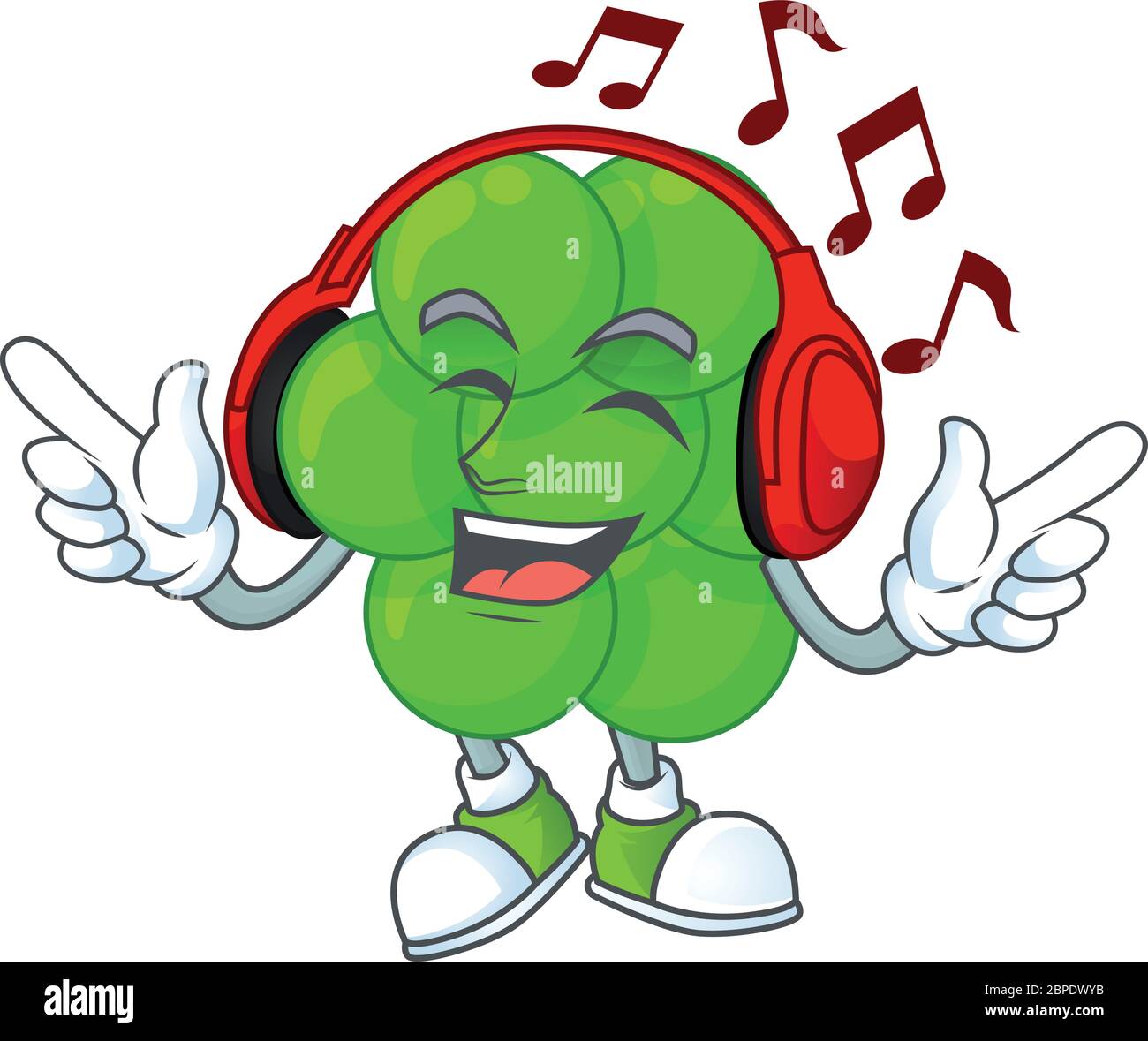 Cartoon drawing design of staphylococcus aureus listening to the music ...