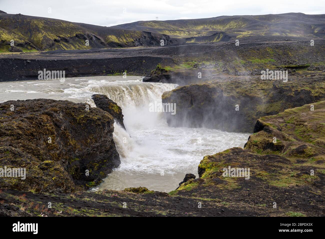 Hafragilsfoss is the very powerful waterfall on Iceland not far from ...