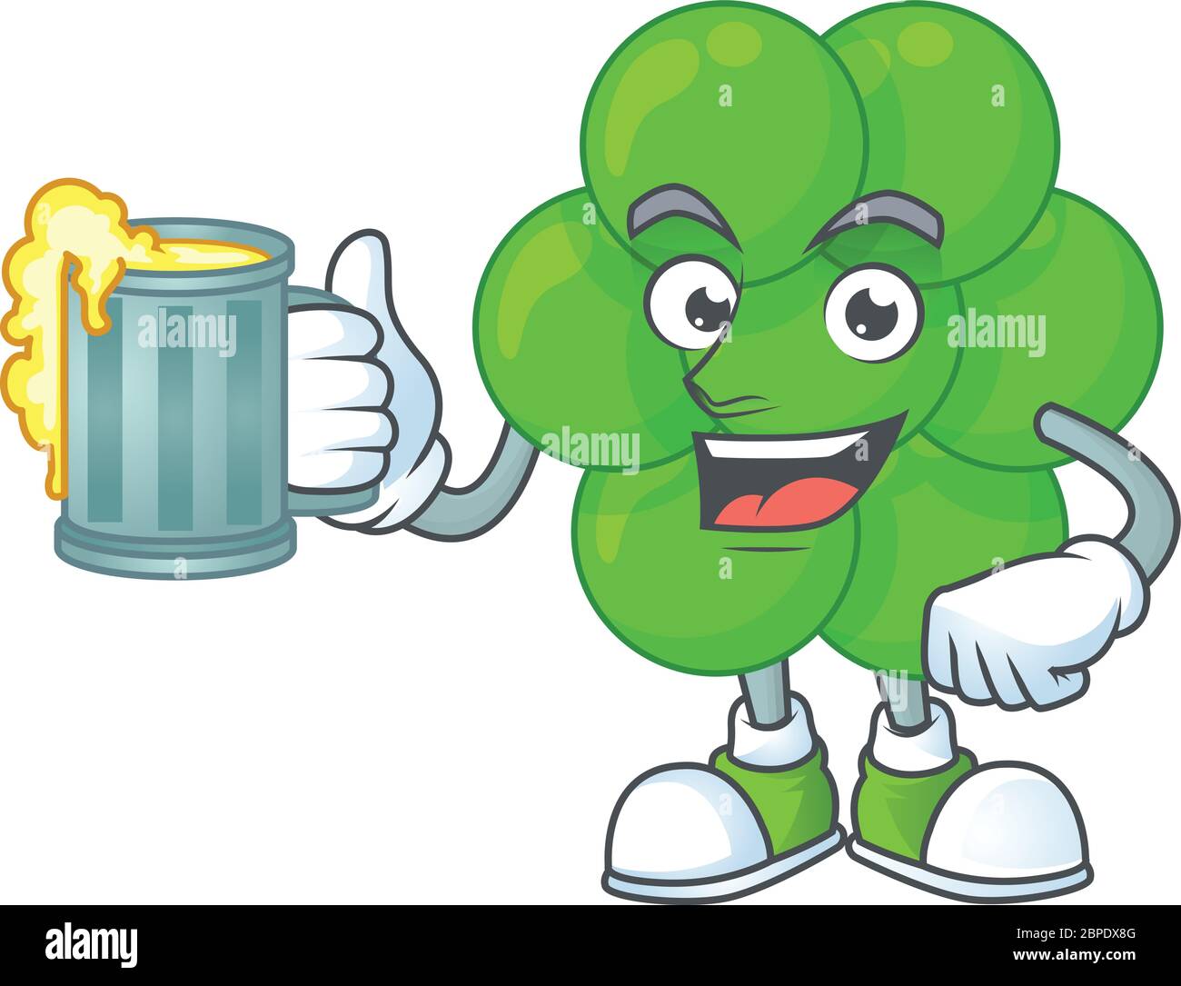 A cheerful staphylococcus aureus cartoon mascot style toast with a ...