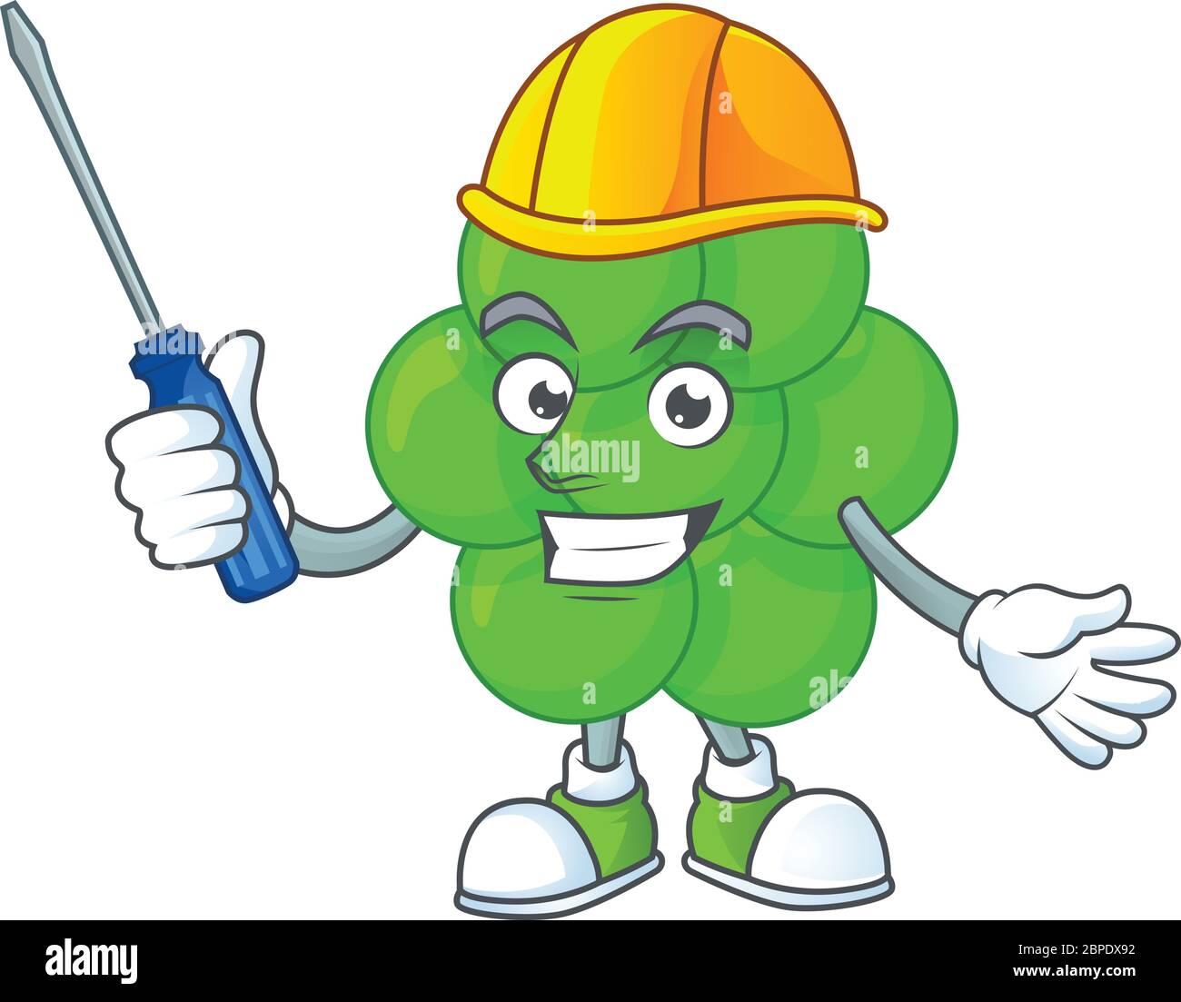 A cartoon image of staphylococcus aureus in a automotive character ...
