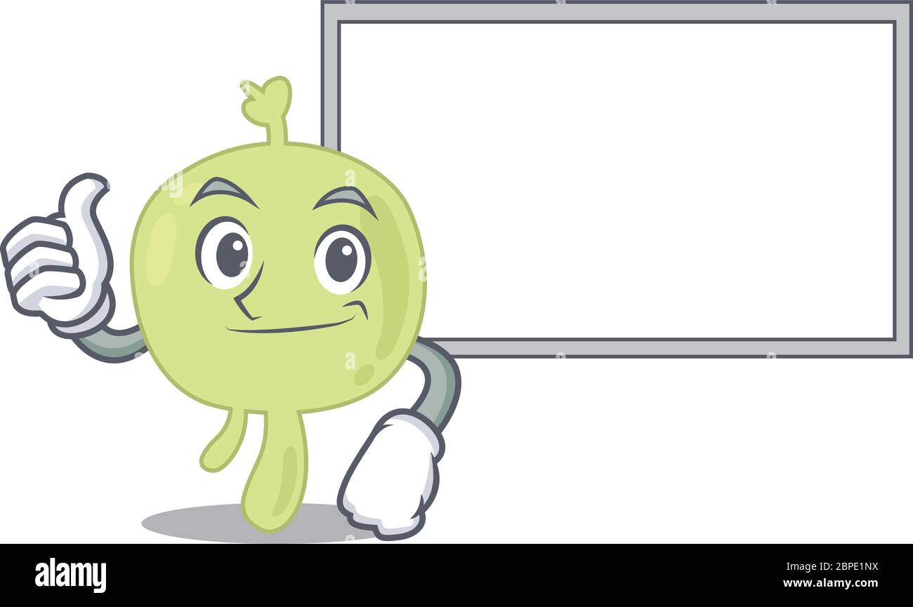 Lymph node cartoon design with Thumbs up finger bring a white board ...