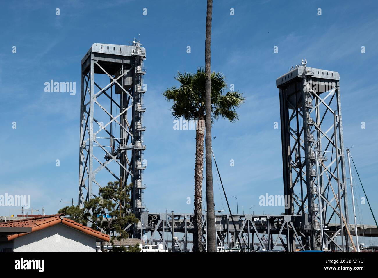 Top section of the historic Henry Ford Bridge in Los Angeles Harbor ...