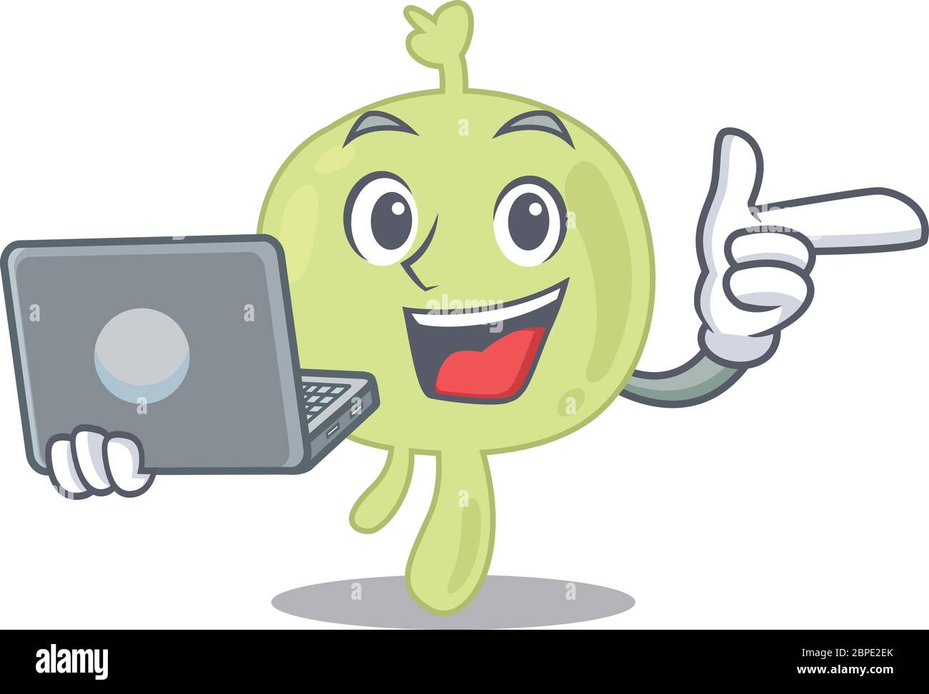 Smart cartoon character of lymph node studying at home with a laptop ...