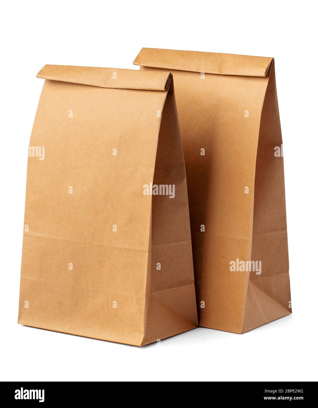 Brown craft paper bag packaging template on white background Stock ...