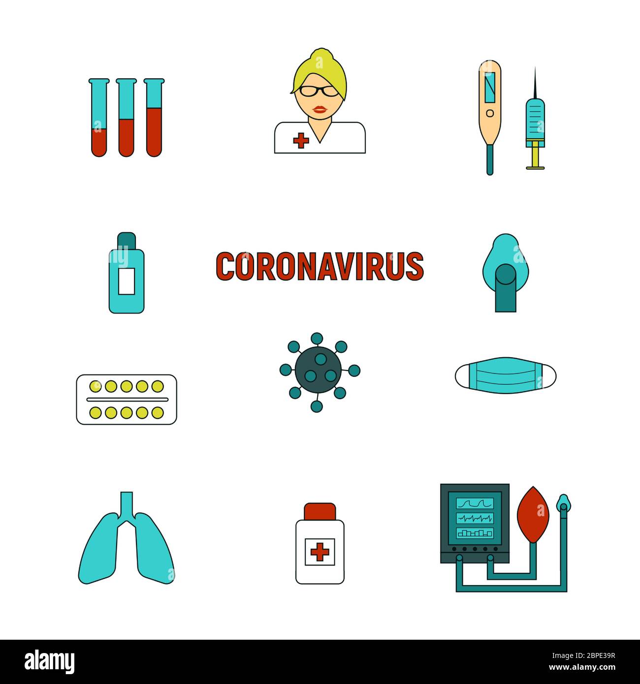 COVID 19 infection icons set. Corona virus pandemic signs vector ...