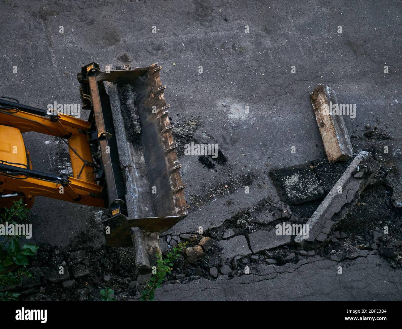 Buldozer Making and constructing a new asphalt road near the civil ...