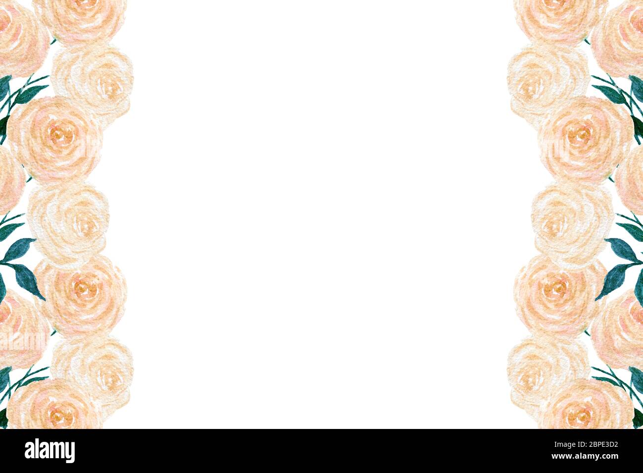peach roses frame, vintage roses background with copy space for card ...