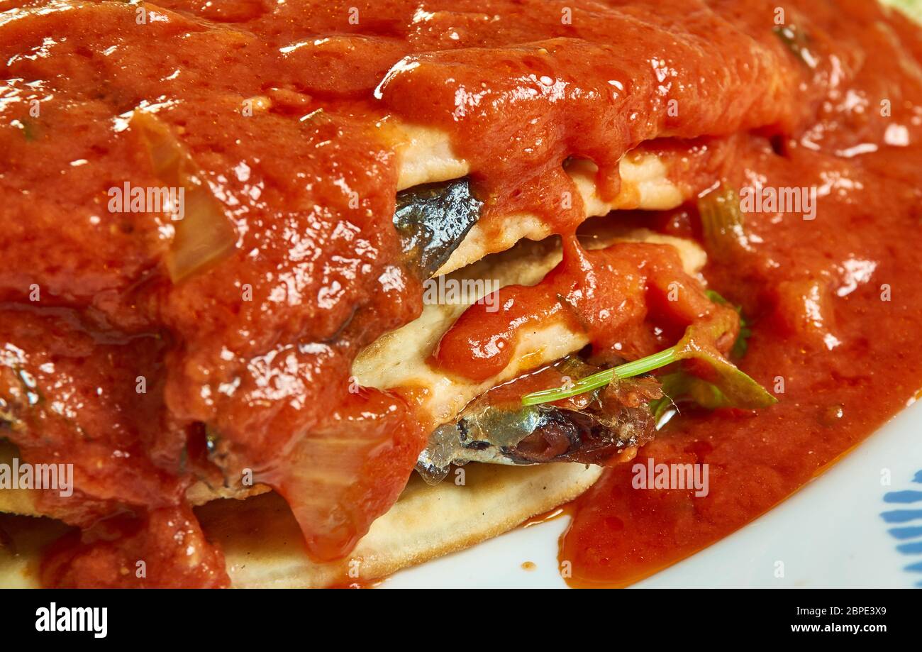 Pan de cazon, casserole dish in Mexican cuisine that is prepared in the ...