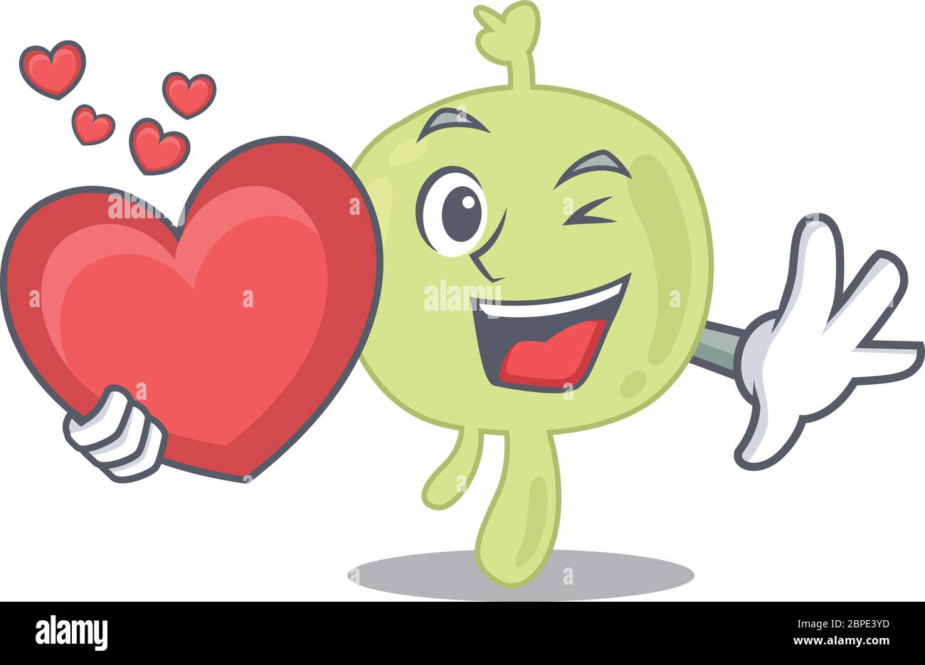 A sweet lymph node cartoon character style holding a big heart Stock ...