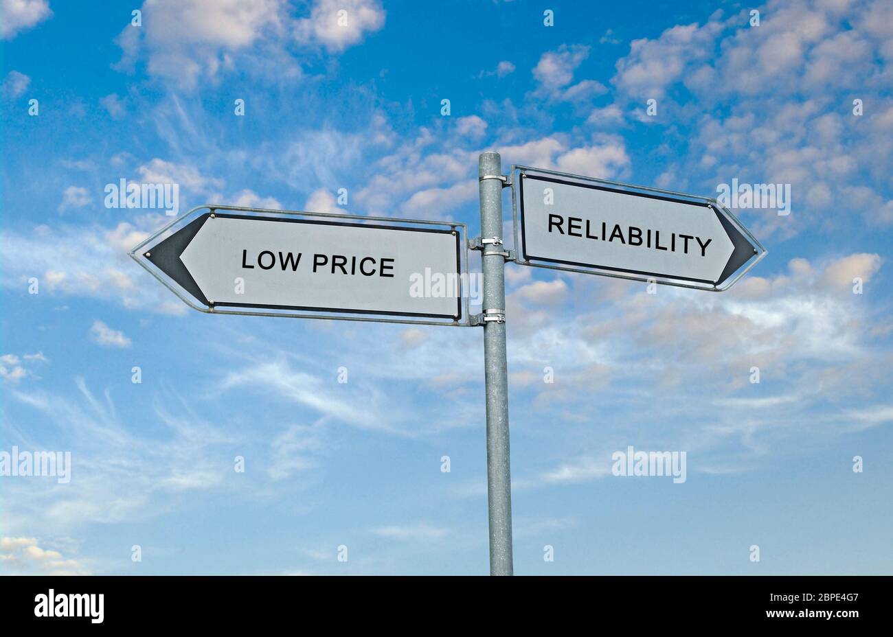 Road sign to quality and low price Stock Photo - Alamy