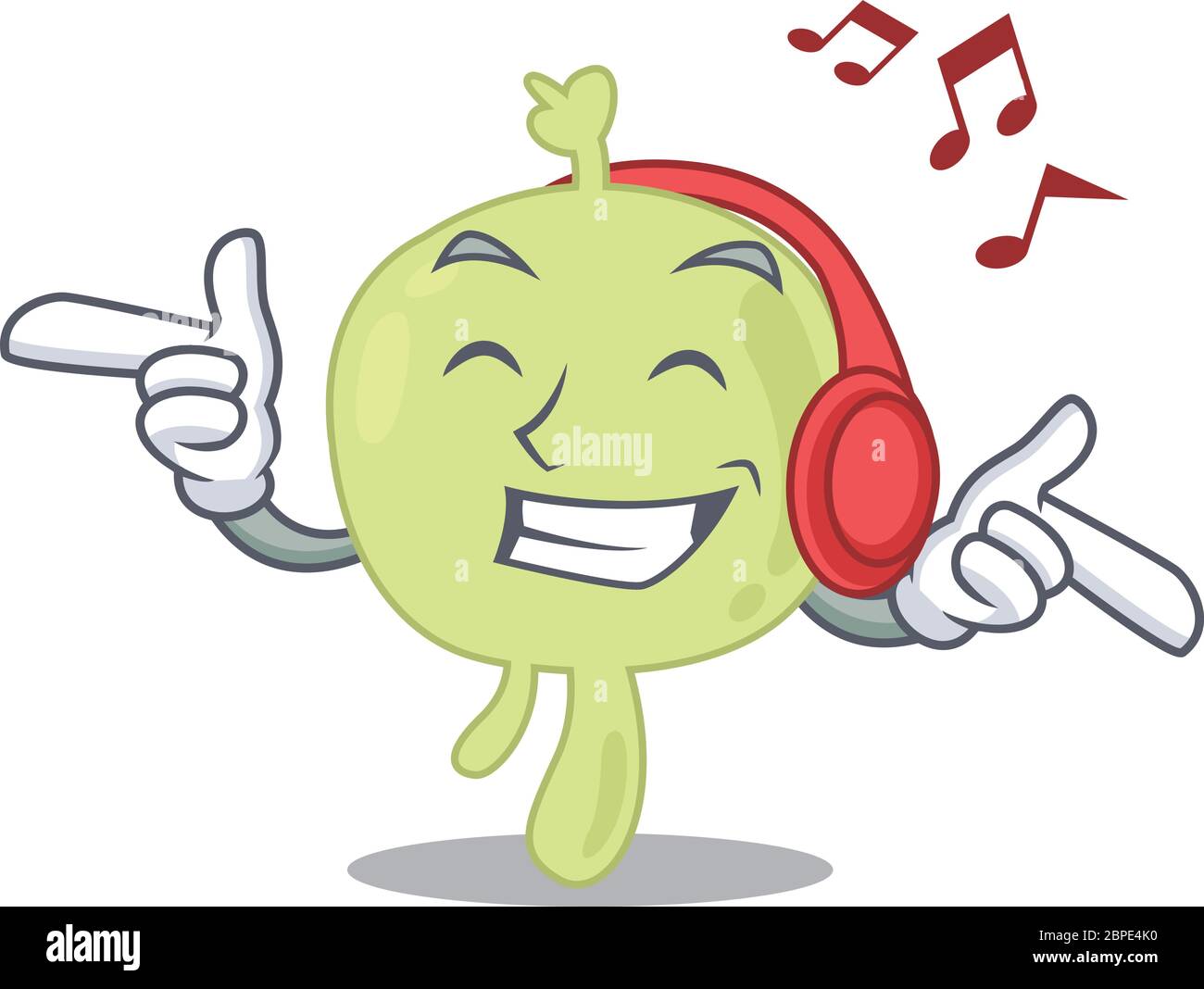 Lymph node Cartoon design concept listening music on headphone Stock ...