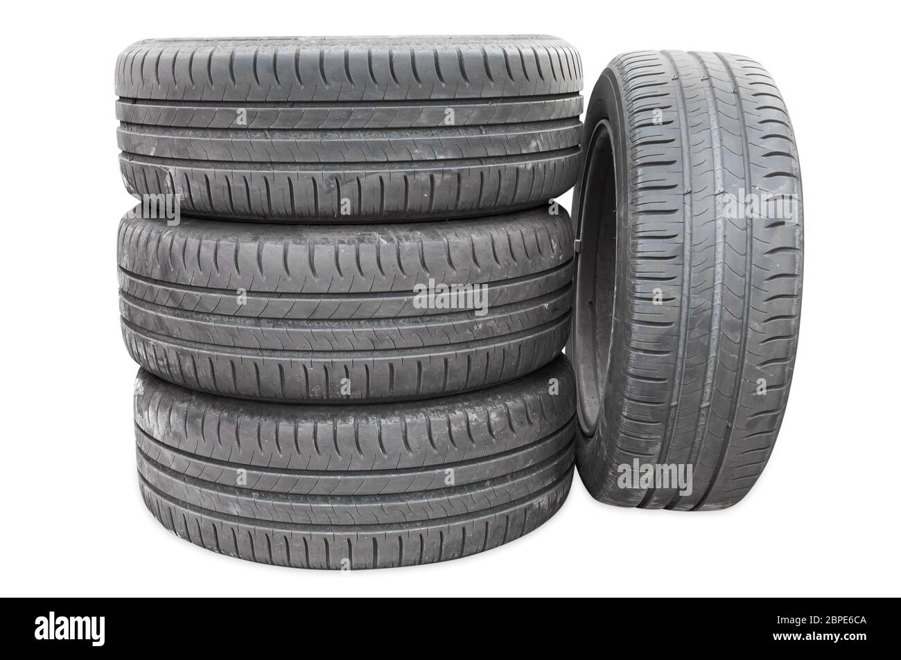 Four car tires isolated on white background with clipping path Stock ...