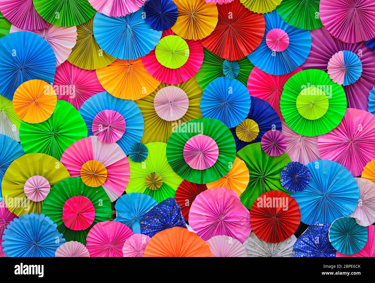 Colorful circle pleat paper background Stock Photo - Alamy