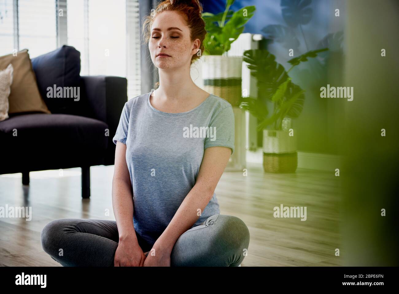 Meditation exercise done at home Stock Photo - Alamy