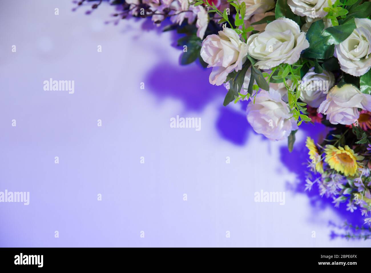 Roses Garland Artificial Silk Flowers . Seamless border with white ...