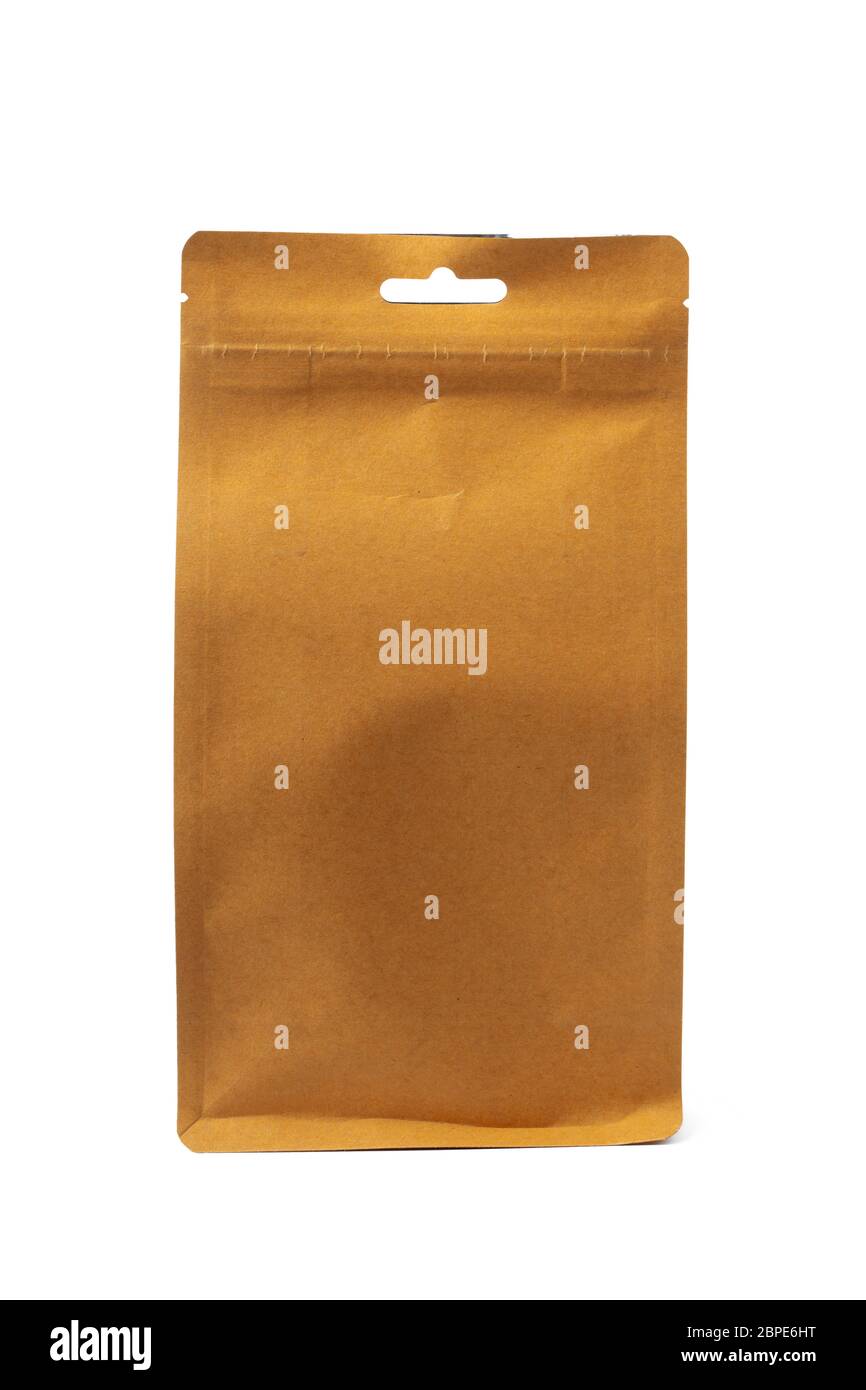 Brown craft paper bag packaging template on white background Stock ...