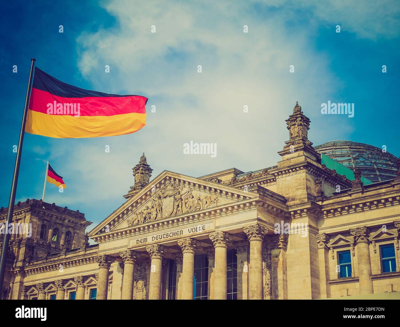 Vintage looking Reichstag German houses of parliament in Berlin Germany ...