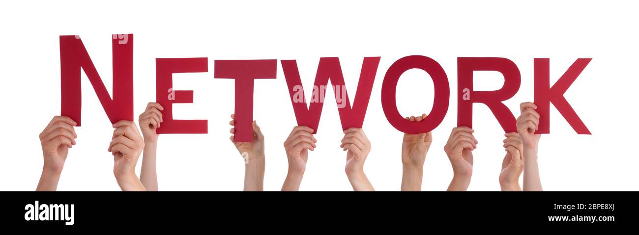 Many People Holding the Red Word Network, Isolated Stock Photo - Alamy