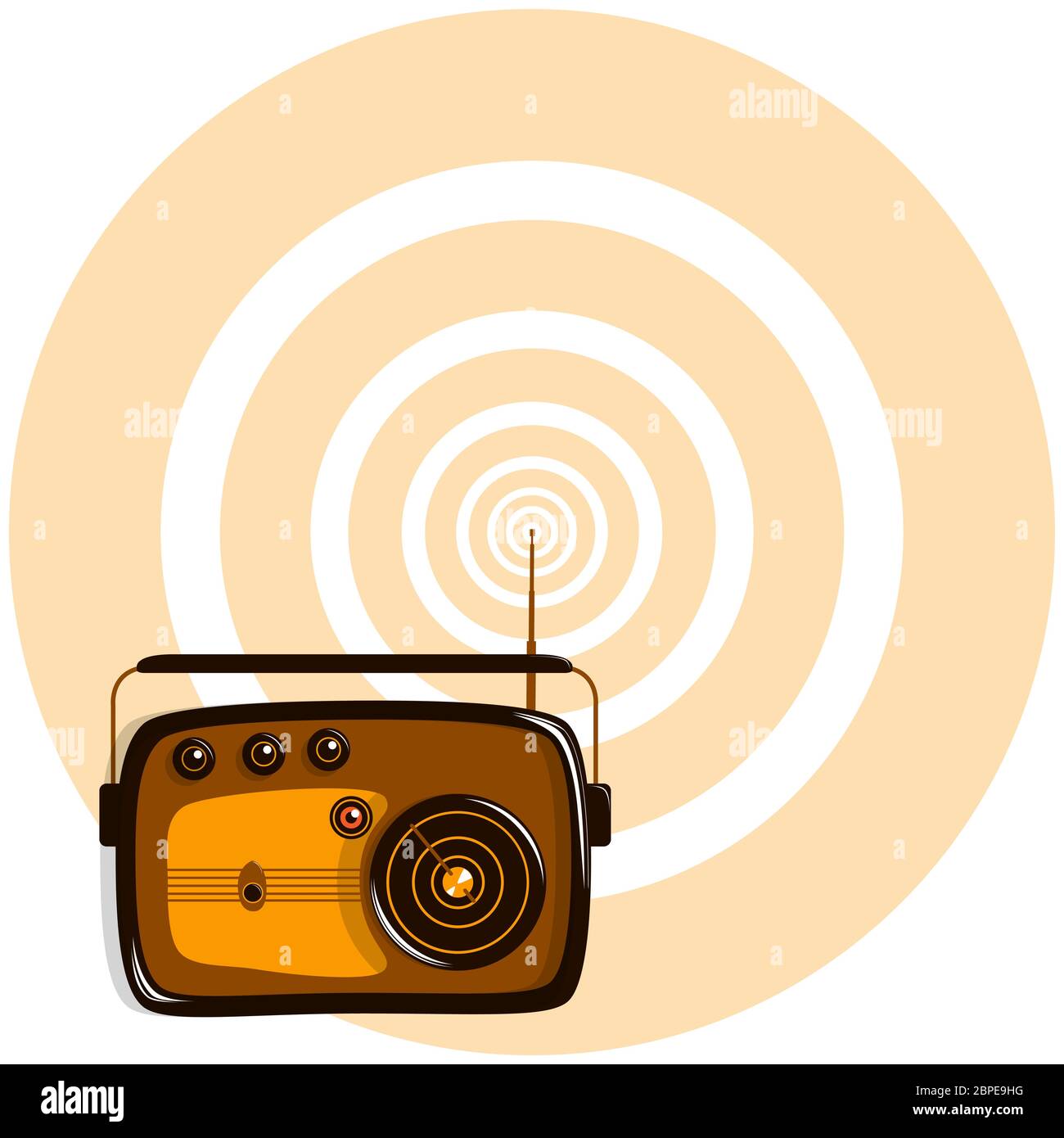 Radio model retro. Radio waves. Flat vector illustration Stock Vector ...