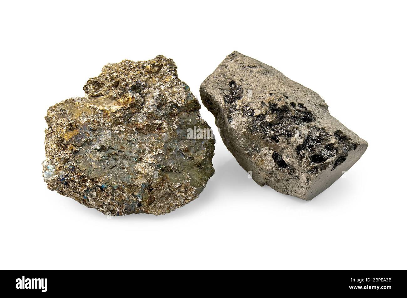 Two pieces of ferroalloy isolated on a white background Stock Photo - Alamy