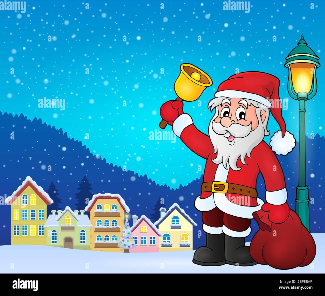 Santa Claus with bell theme image 3 - picture illustration Stock Photo ...