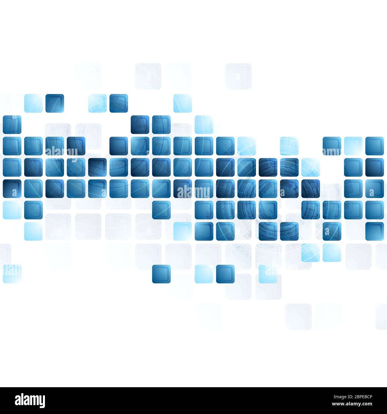 Blue tech squares on white background. Vector design Stock Photo - Alamy