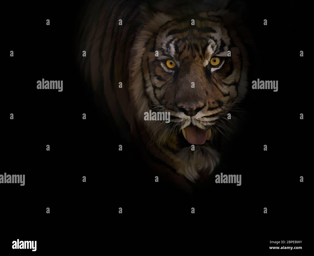 Digital Painting of Tiger ,Close Up Stock Photo - Alamy