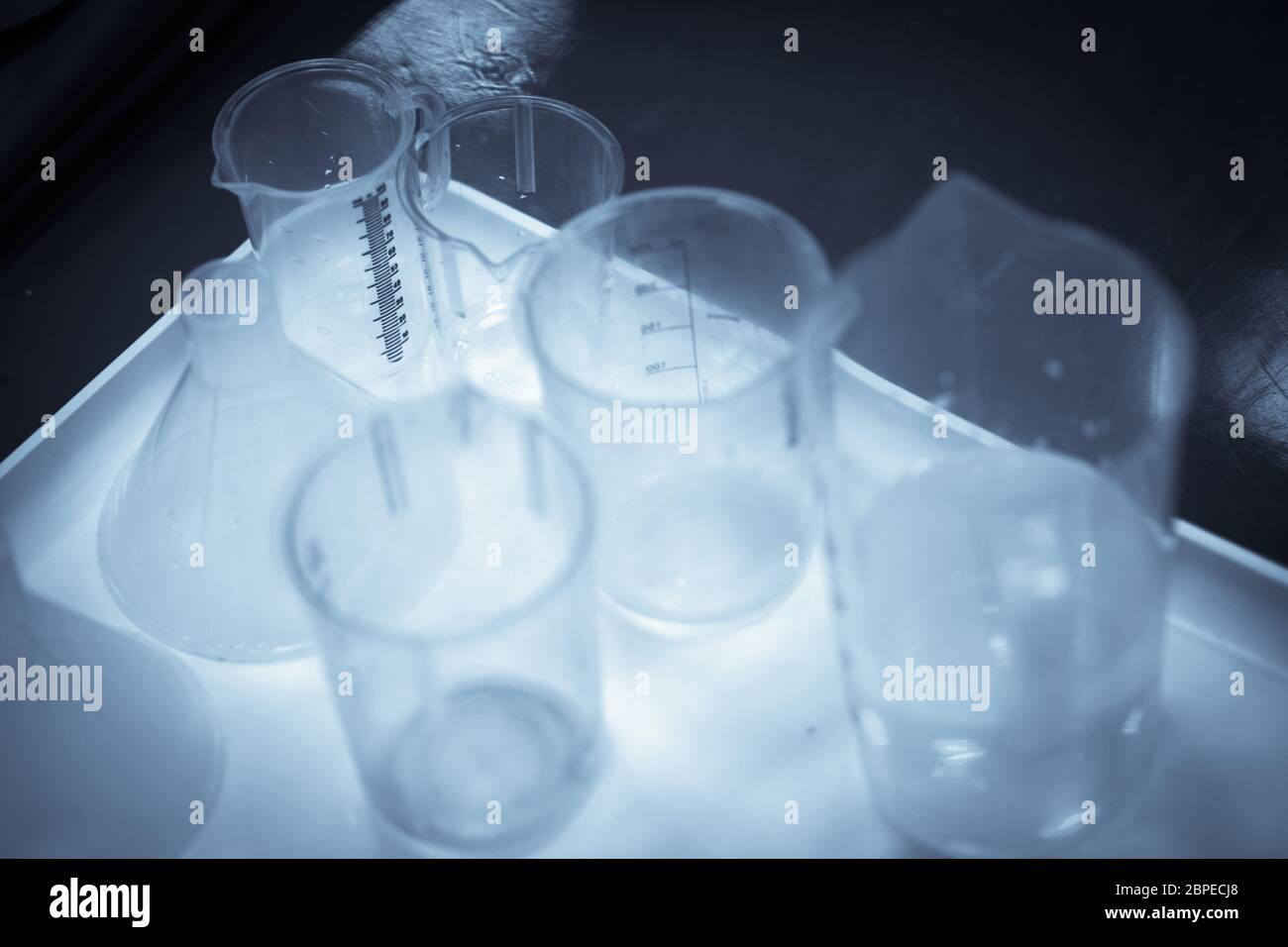 Color image of some plastic recipients in a chemistry lab Stock Photo ...