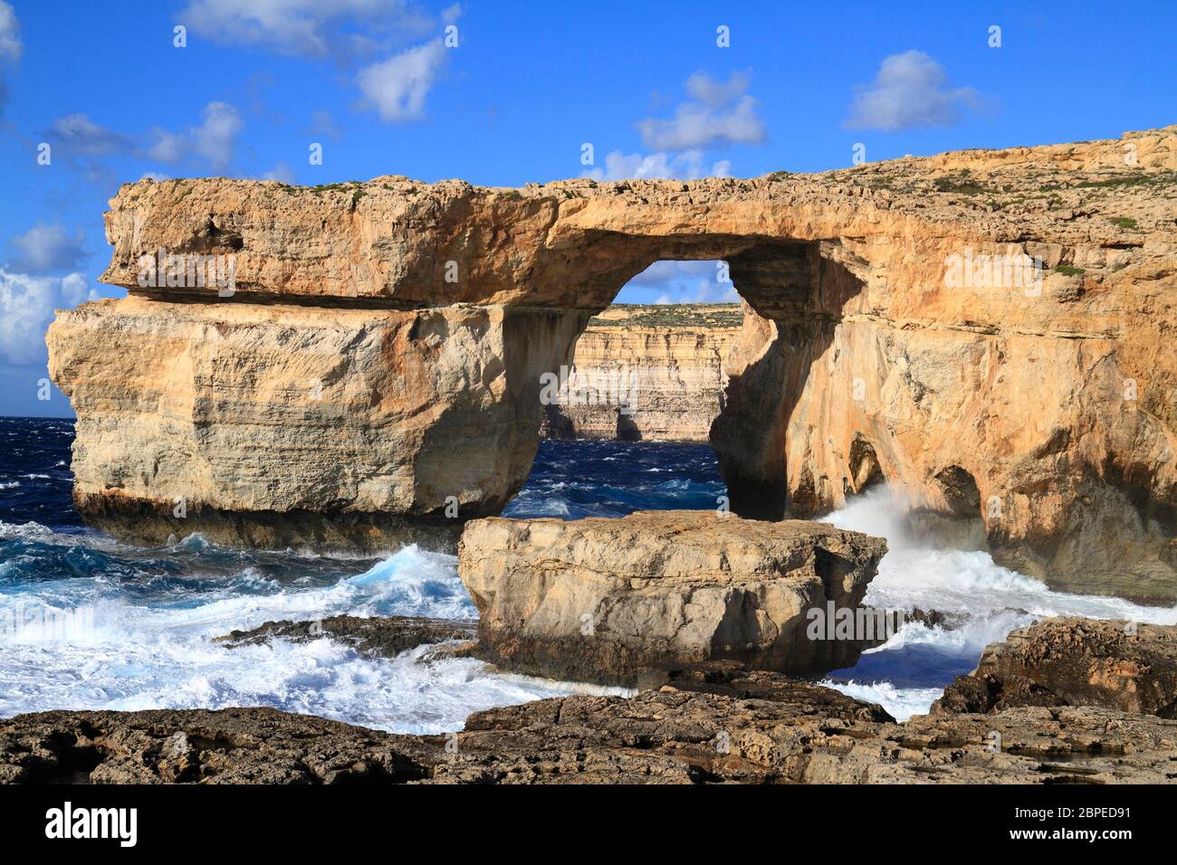 Azure Window, is a famous limestone natural arch on the Maltese island ...