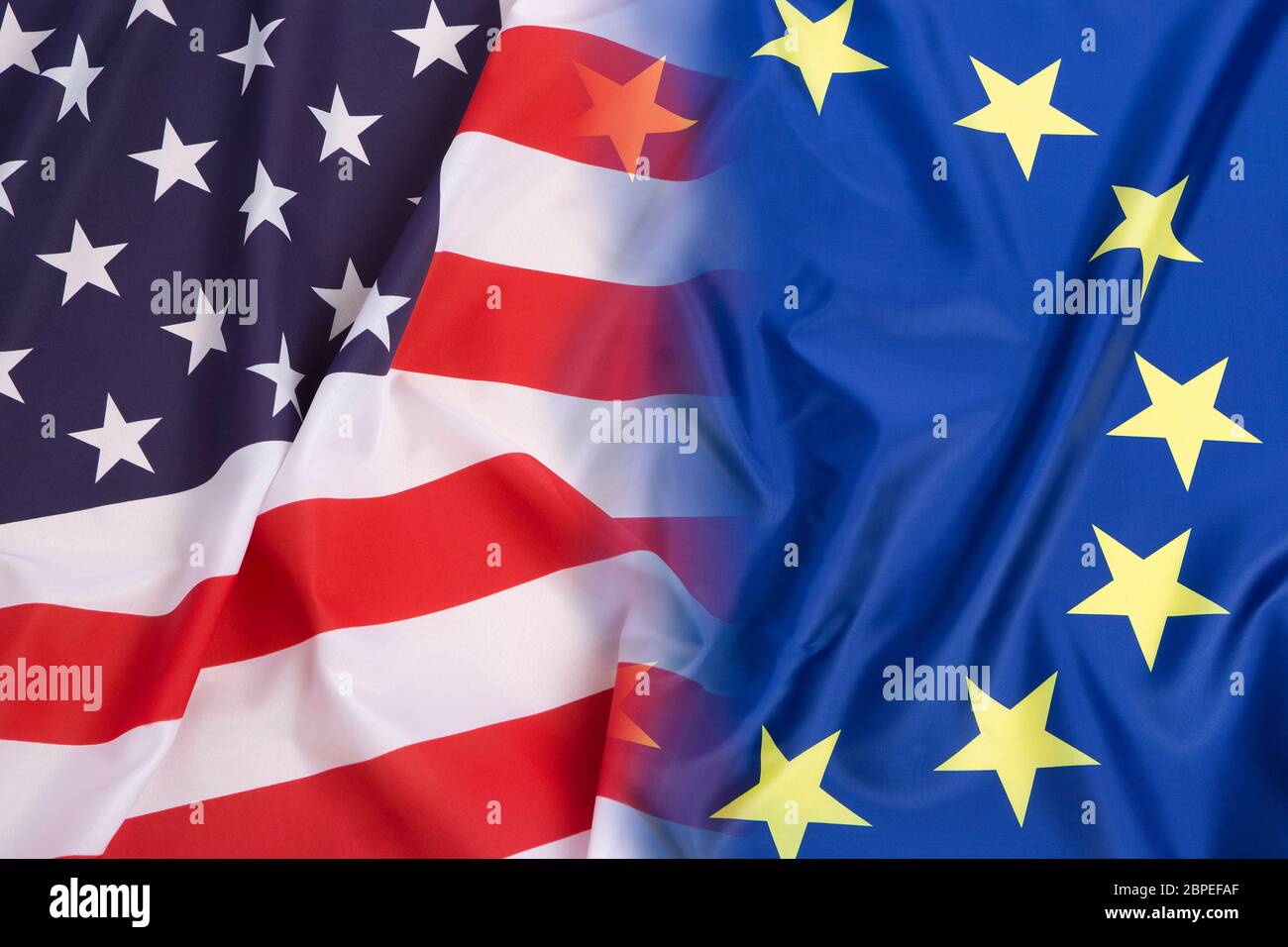 US flag vs. European Union flag as a background Stock Photo - Alamy