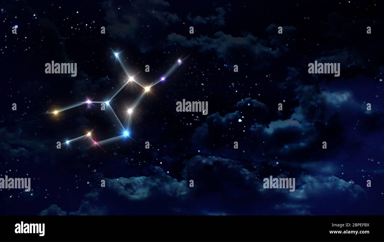 the zodiac sign of the beautiful bright stars on the background night ...