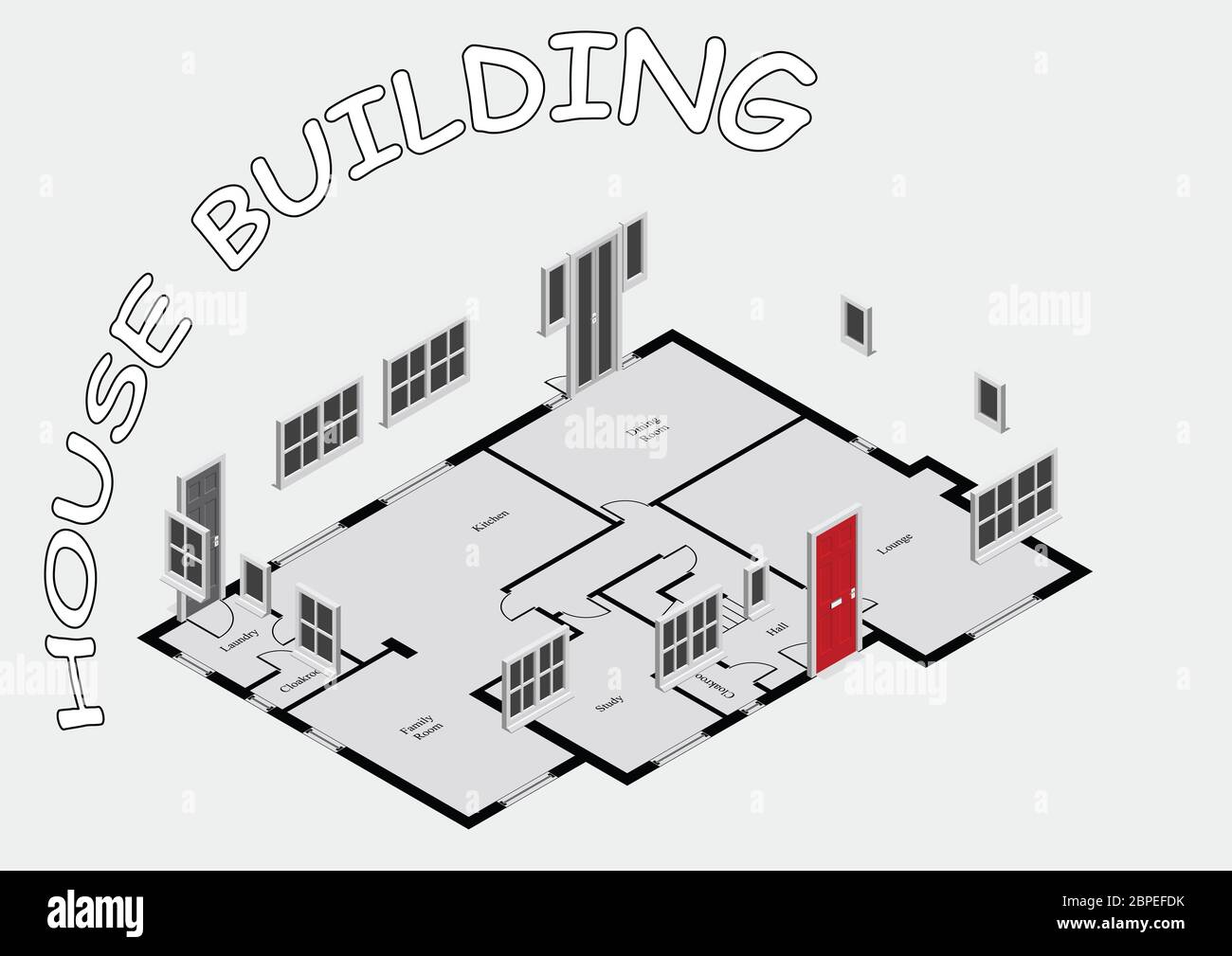 Concept 2D isometric house plan representing residential house ...