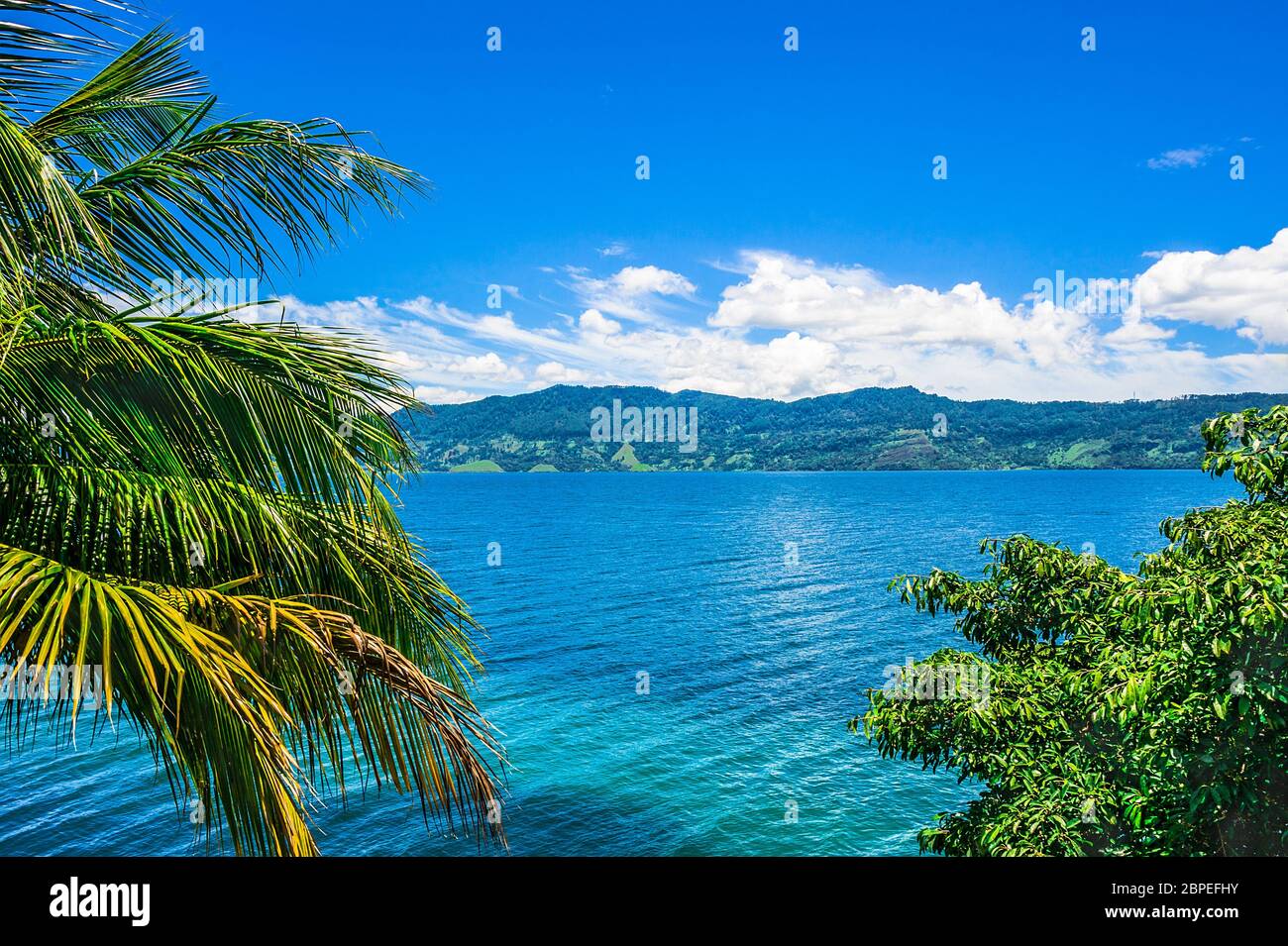 View of Lake Toba in Sumatra, Indonesia, Southeast Asia. It is the ...
